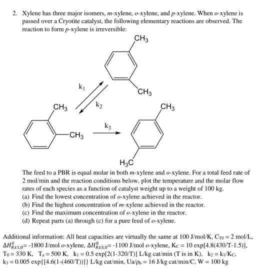 2. Xylene has three major isomers, m-xylene, | Chegg.com