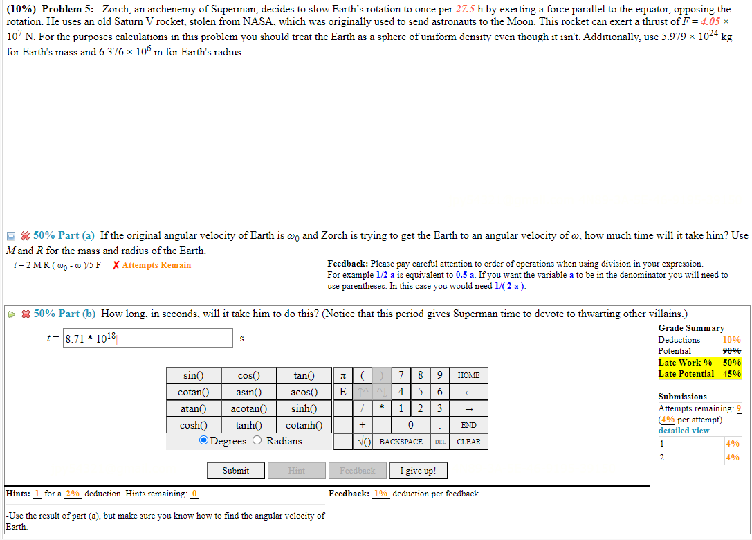 Solved (10\%) Problem 5: Zorch, an archenemy of Superman, | Chegg.com