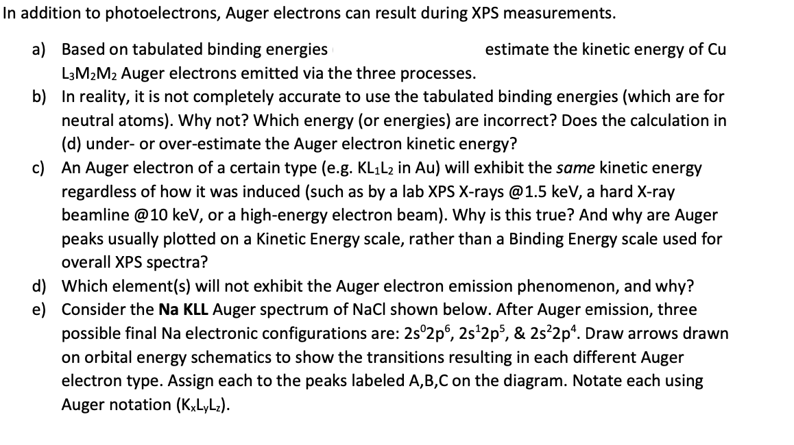 Solved n addition to photoelectrons, Auger electrons can | Chegg.com