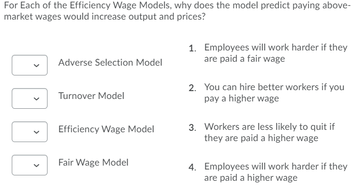Solved For Each of the Efficiency Wage Models, why does the | Chegg.com