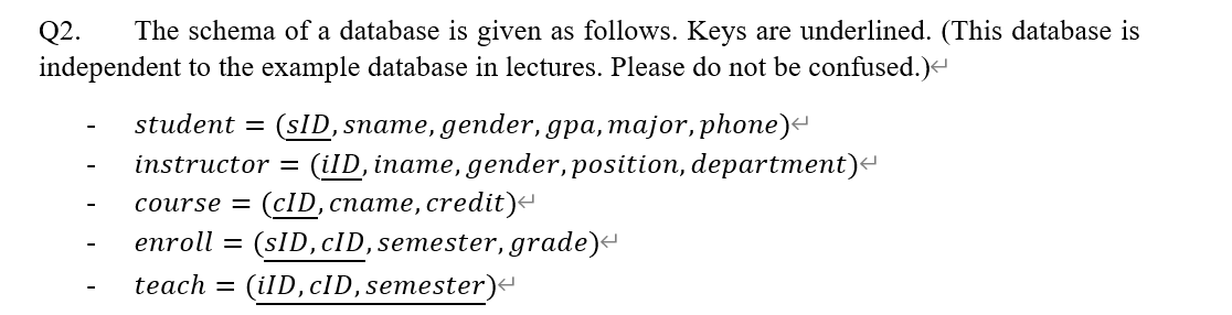 Solved Please using MYSQL to write a query for the question, | Chegg.com