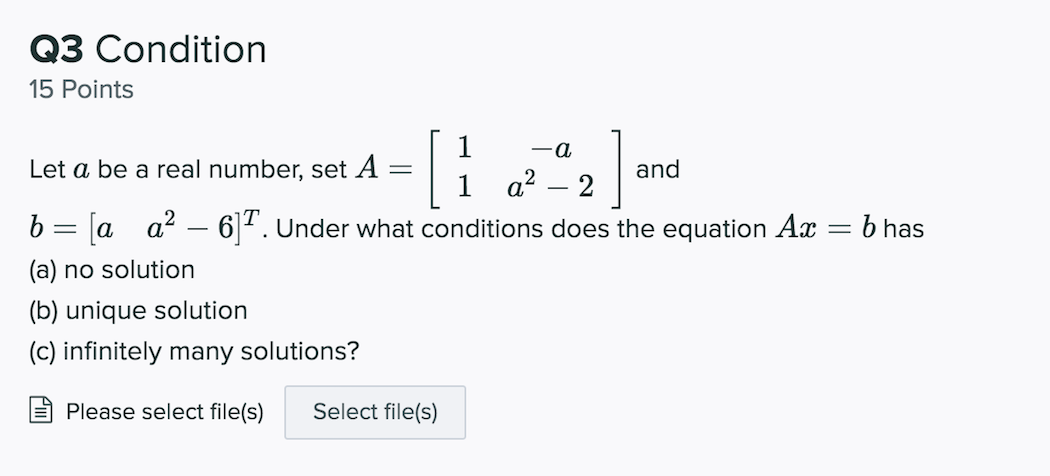 Solved Q3 Condition 15 Points -a b has Let a be a real | Chegg.com