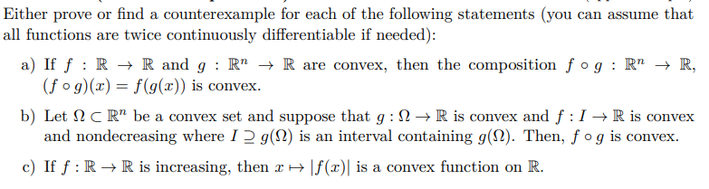 Solved = Either prove or find a counterexample for each of | Chegg.com