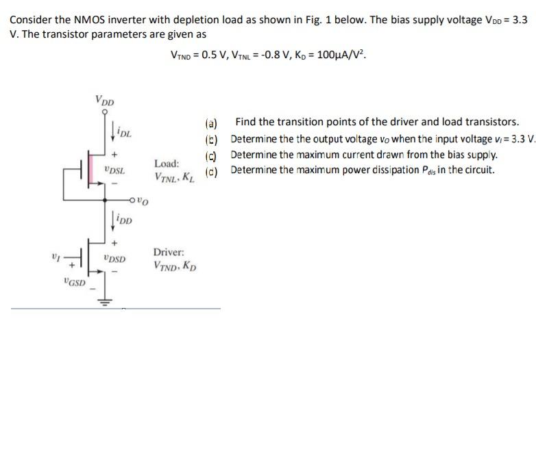 Solved Consider the NMOS inverter with depletion load as | Chegg.com