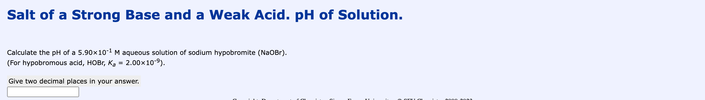 Solved Salt of a Strong Base and a Weak Acid. pH of | Chegg.com