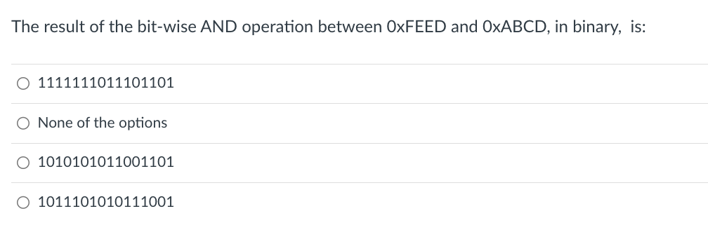 Solved The result of the bit-wise AND operation between | Chegg.com