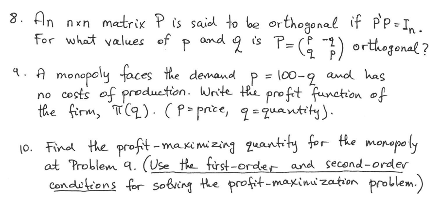 Solved An n×n ﻿matrix P ﻿is said to be orthogonal if | Chegg.com