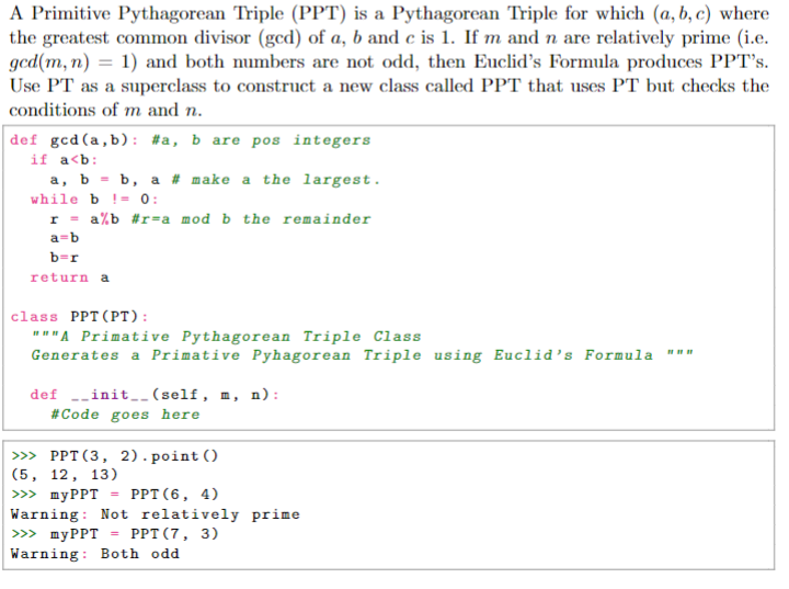 Solved A Primitive Pythagorean Triple (PPT) is a Pythagorean | Chegg.com