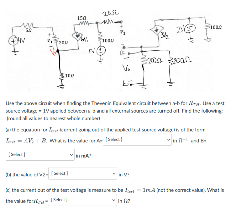 Solved Use the above circuit when finding the Thevenin | Chegg.com