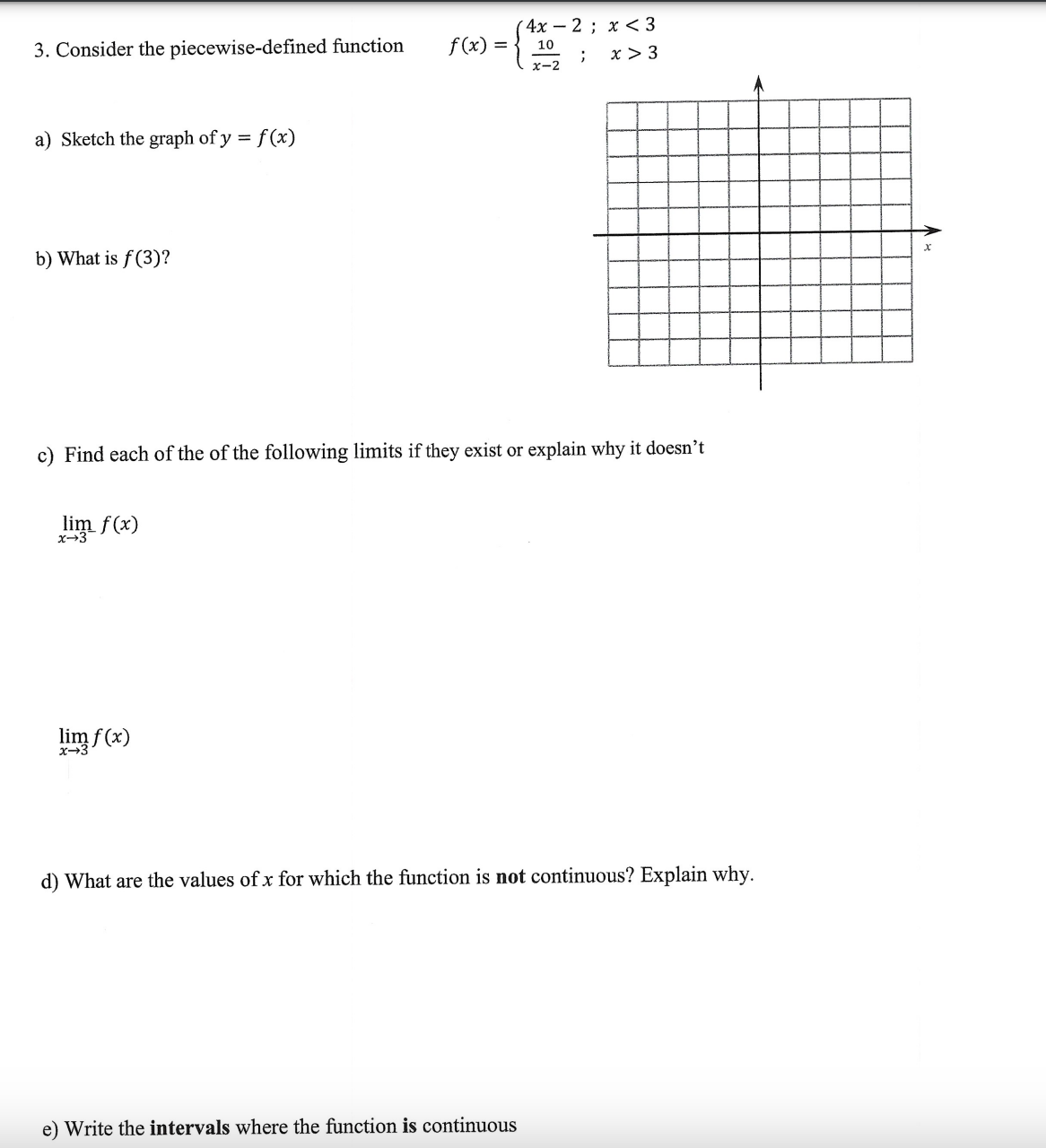 Solved 3. Consider the piecewise-defined function | Chegg.com