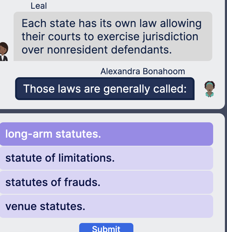 Solved Each state has its own law allowingtheir courts to | Chegg.com