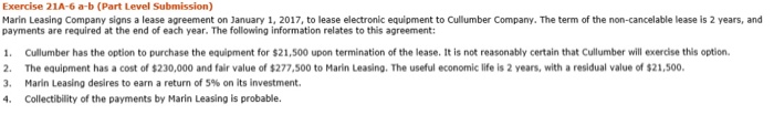 Solved Exercise 21A-6 a-b (Part Level Submission) Marin | Chegg.com