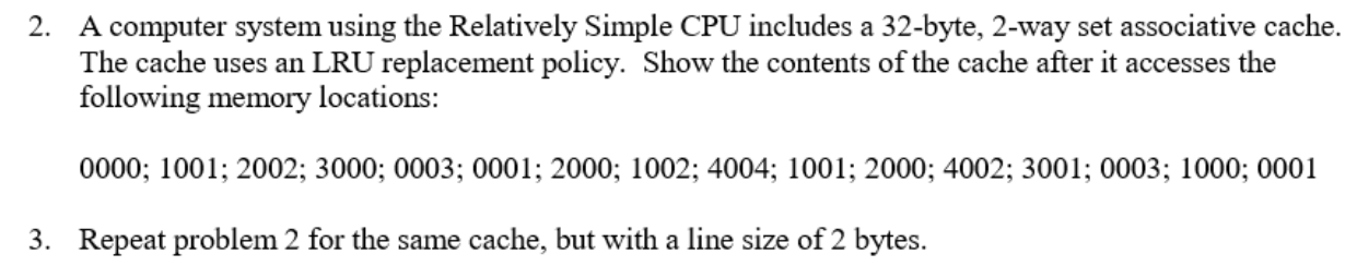 2. A computer system using the Relatively Simple CPU | Chegg.com