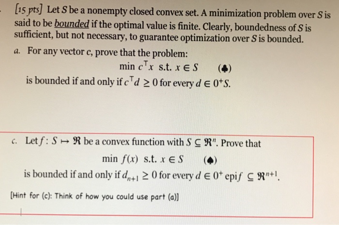 Solved lis pts] Let S be a nonempty closed convex set. A | Chegg.com