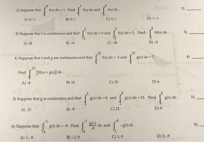 Solved Suppose that integral^6_4 f(x) dx = 1. Find | Chegg.com Solved Suppose that integral^6_4 f(x) dx = 1. Find | Chegg.com