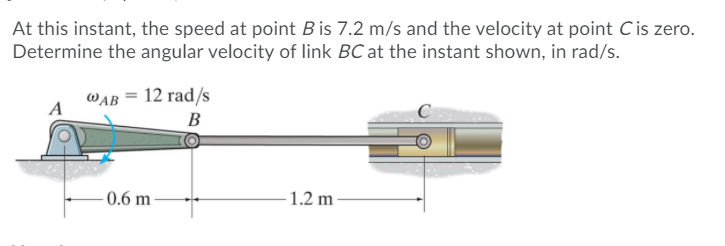 Solved At this instant, the speed at point Bis 7.2 m/s and | Chegg.com