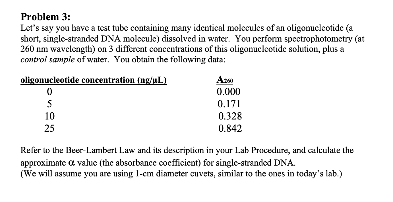 Solved Problem 3: Let's say you have a test tube containing | Chegg.com