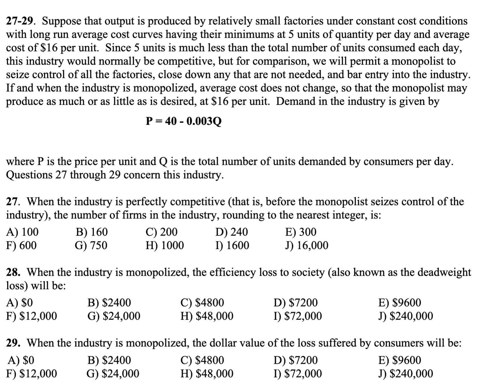 Solved 27-29. Suppose that output is produced by relatively | Chegg.com