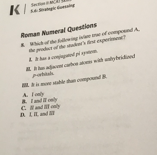 Solved Section II MCAT SRI 5.6: Strategic Guessing Roman | Chegg.com