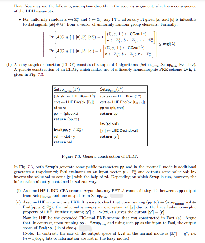 Solved Question 4. (Lossy Trapdoor Functions) The goal of | Chegg.com