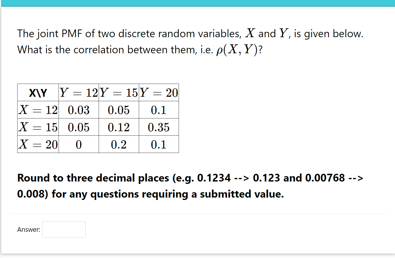 Solved The joint PMF of two discrete random variables, X and | Chegg.com