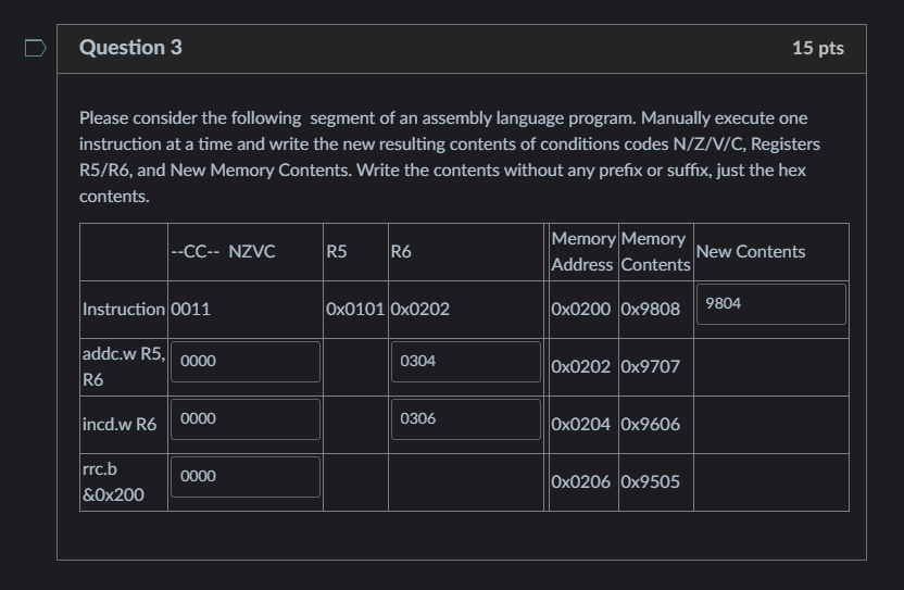 Solved Please consider the following segment of an assembly | Chegg.com