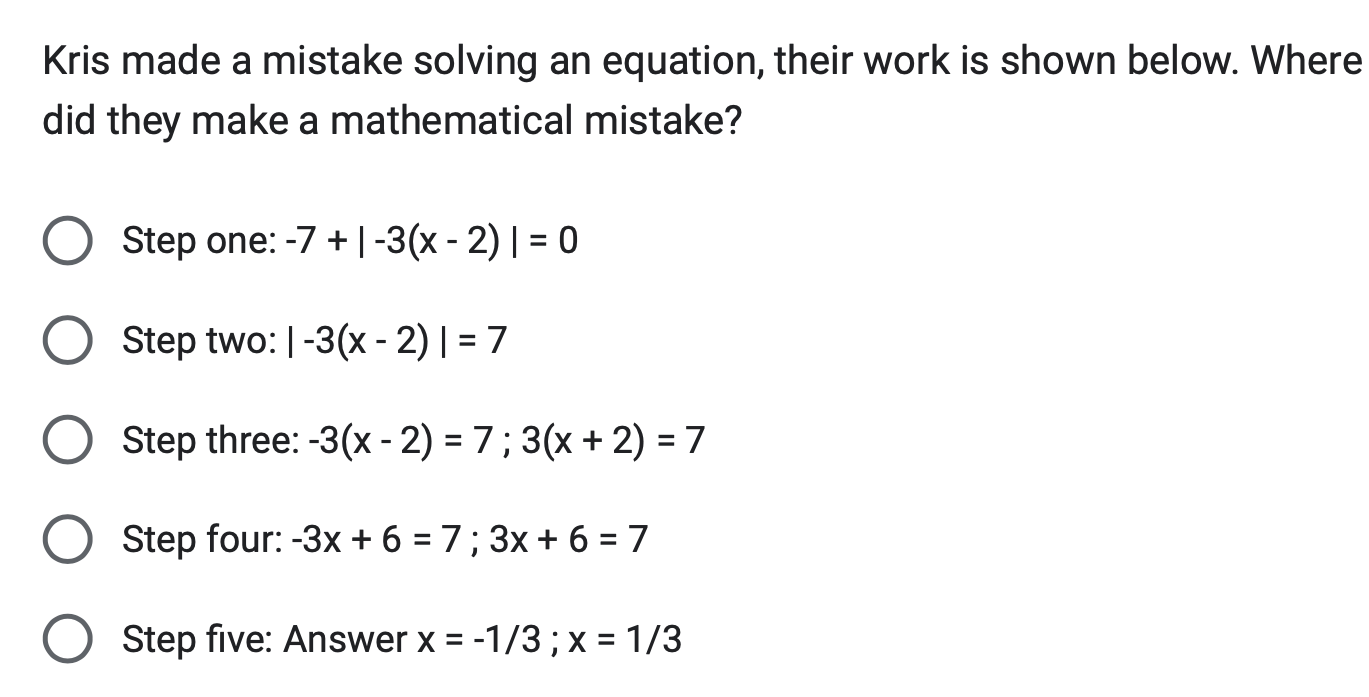 Kris made a mistake solving an equation, their work | Chegg.com