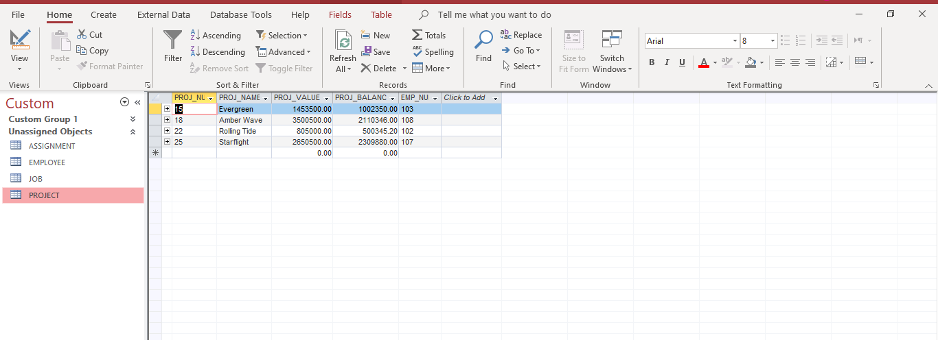 Solved ile Home Create External Data Database Tools Help | Chegg.com