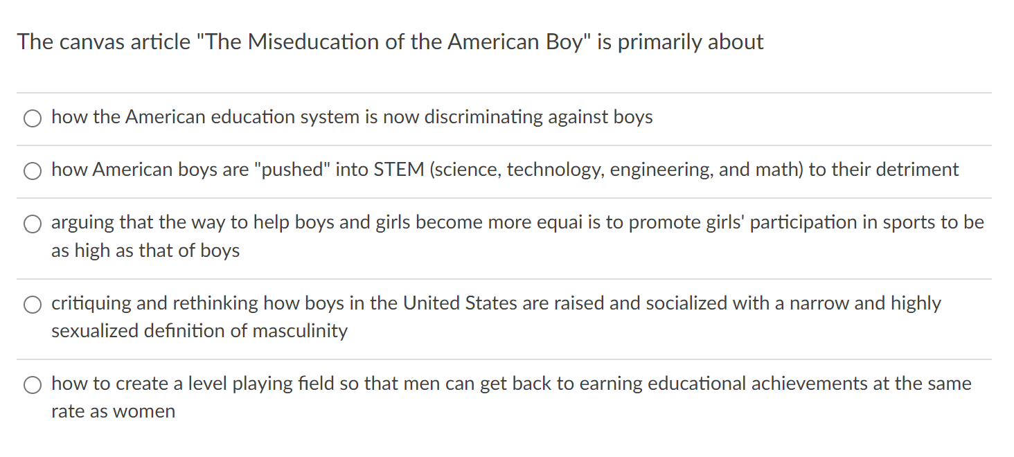 Solved The canvas article "The Miseducation of the American | Chegg.com
