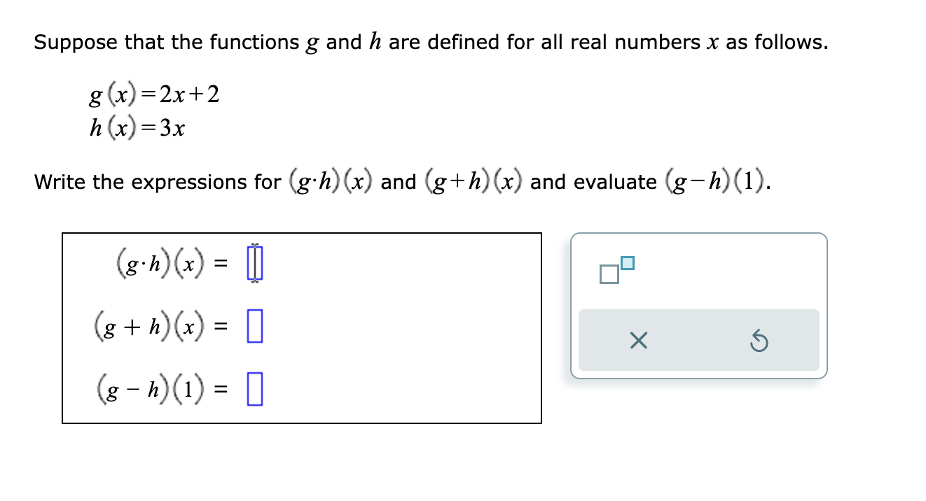 Solved Suppose that the functions g and h are defined for | Chegg.com