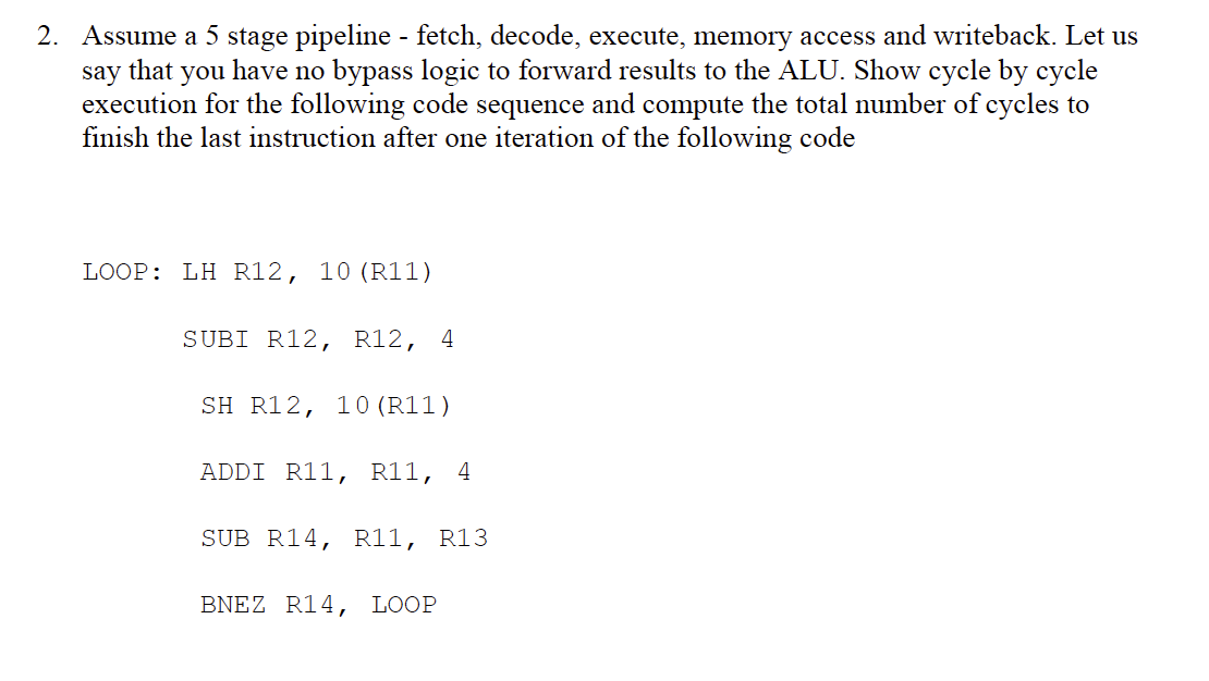 Solved 2 Assume A 5 Stage Pipeline Fetch Decode 