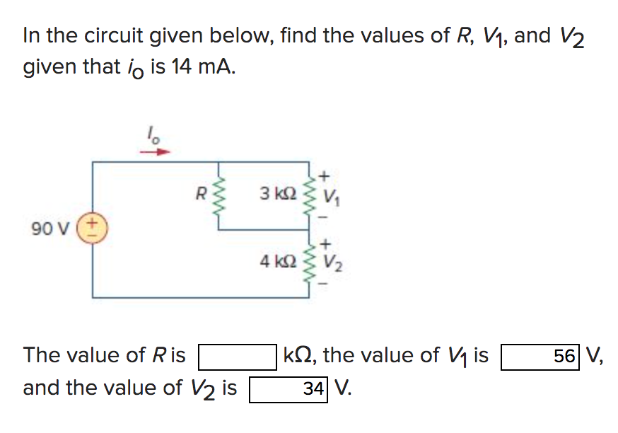 Solved In the circuit given below, find the values of R, V1, | Chegg.com