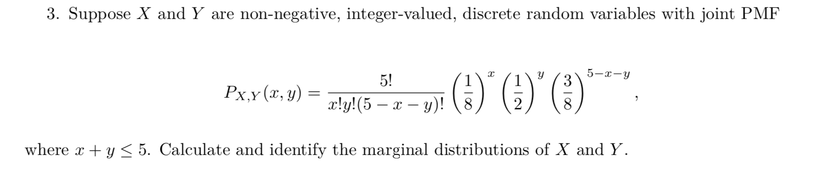 Solved 3 Suppose X And Y Are Non Negative Integer Valued
