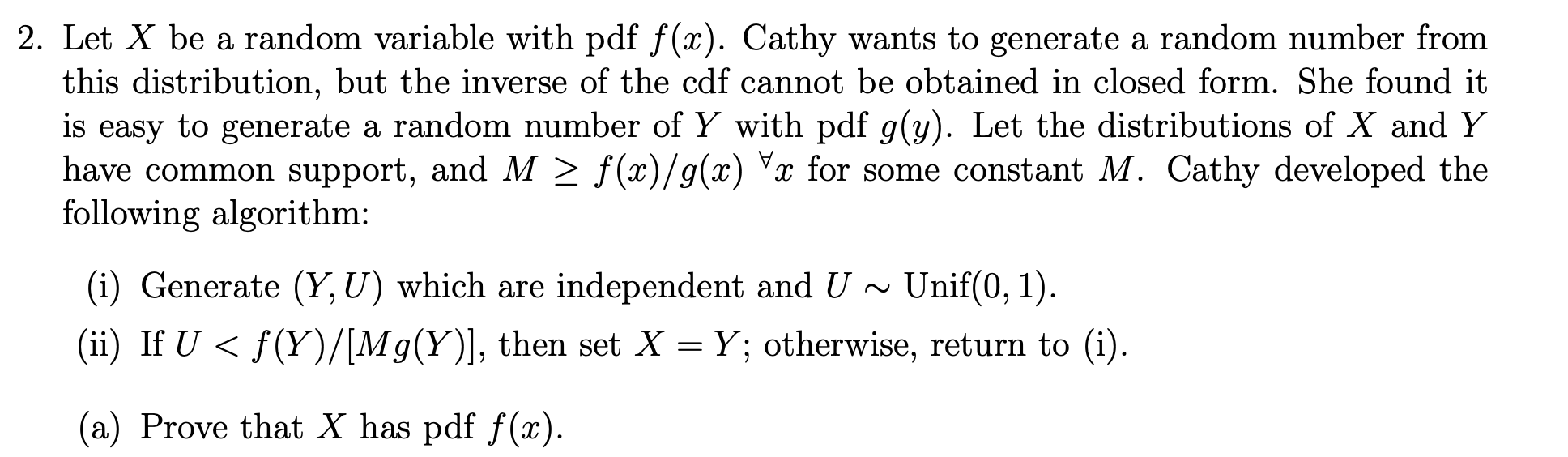 Solved 2 Let X Be A Random Variable With Pdf F X Cathy
