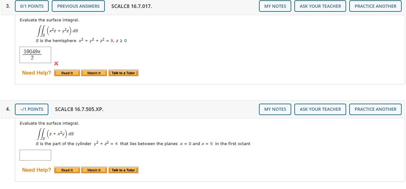 Solved 0/1 POINTS PREVIOUS ANSWERS SCALC8 16.7.017. MY NOTES | Chegg.com