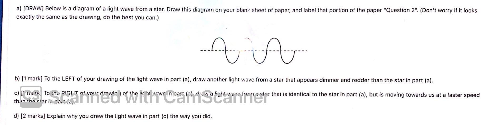 a) [DRAW] Below is a diagram of a light wave from a | Chegg.com