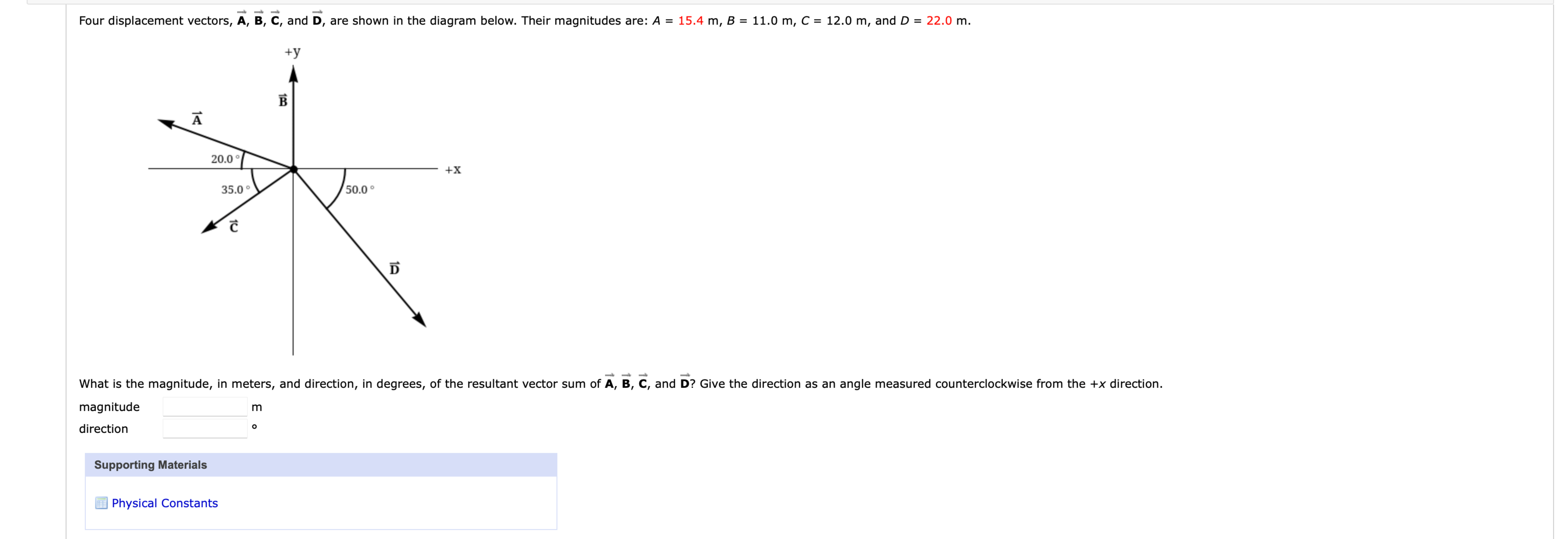 Solved Four displacement vectors, vec(A),vec(B),vec(C), ﻿and | Chegg.com