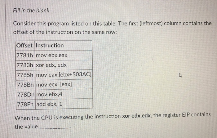 Solved Fill in the blank. Consider this program that we | Chegg.com