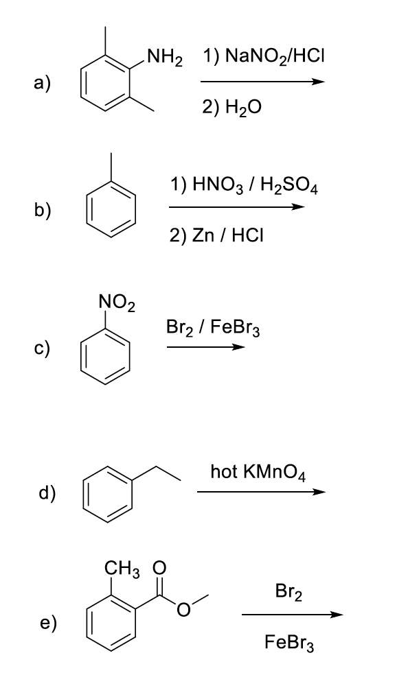 Solved NH2 1) NaNO2/HCI a) 2) H20 1) HNO3 / H2SO4 b) 2) | Chegg.com