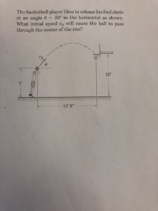 Solved The basketball player likes to release his foul shots | Chegg.com