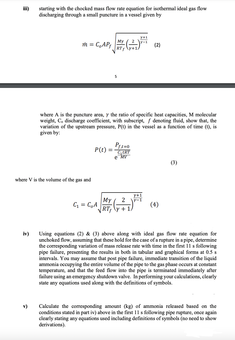 Solved iii) starting with the chocked mass flow rate | Chegg.com