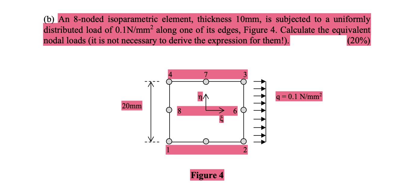 An 8-noded isoparametric element, thickness 10mm, is | Chegg.com