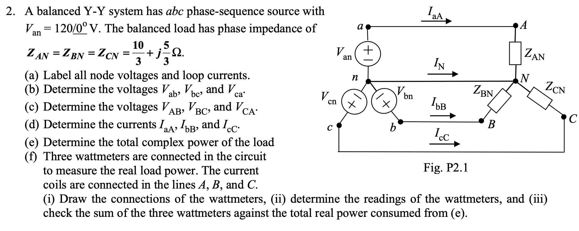 Solved A balanced Y-Y system has abc phase-sequence source | Chegg.com