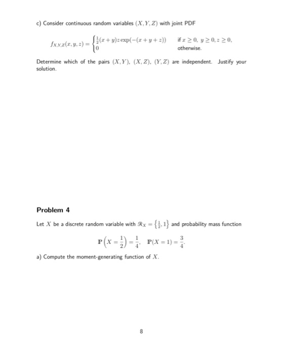 Solved Problem 3 A Let X Y Be Two Independent Discrete