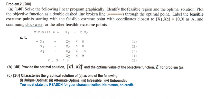 Solved Problem 2. [200] (a) [140] Solve the following linear | Chegg.com