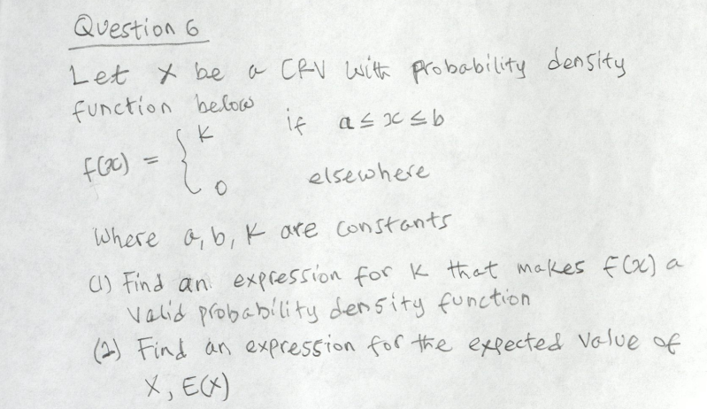Solved Let X be a CRV with probability density function | Chegg.com