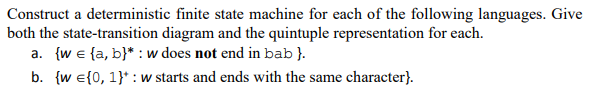 Solved Construct a deterministic finite state machine for | Chegg.com