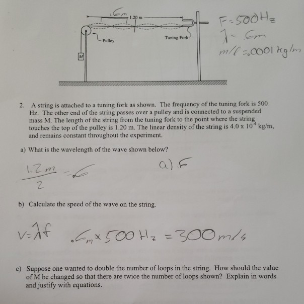 Solved Tuning Forlk A string is attached to a tuning fork as | Chegg.com
