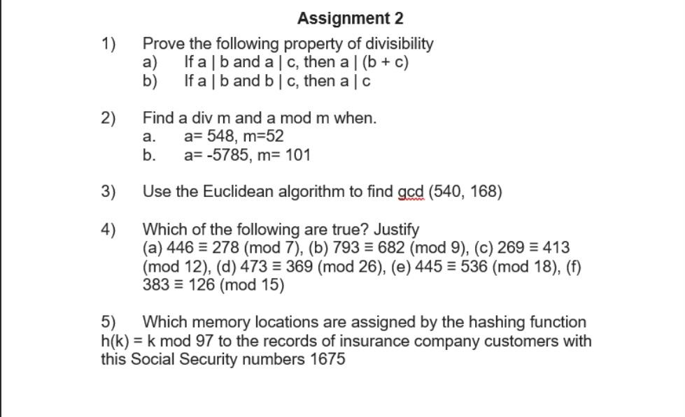 Solved Assignment 2 1) Prove the following property of | Chegg.com