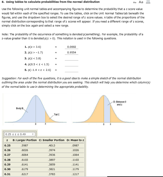 Solved 6. Properties of the normal curve Aa Aa The following | Chegg.com